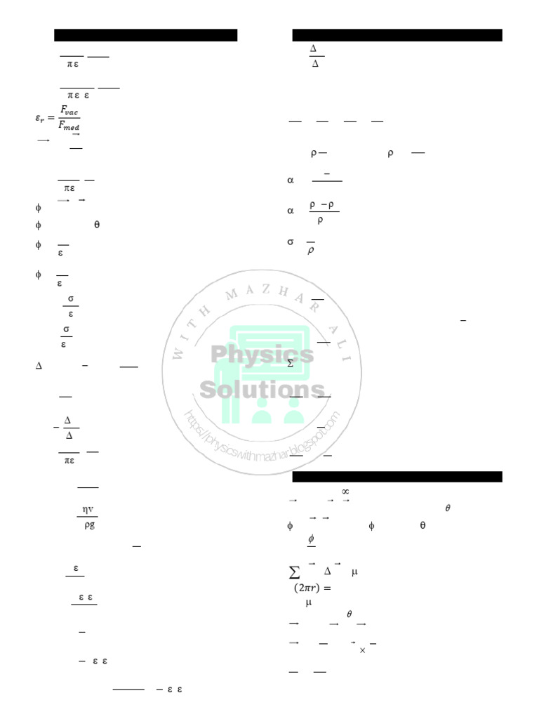 Physics Formulas-Class 12 | PDF | Electronvolt | Mass