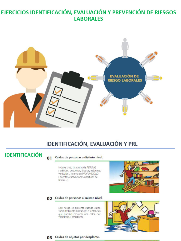 EJERCICIOS IDENTIFICACIÓN, EVALUACIÓN Y PRL | PDF | Enfermedades y trastornos humanos ...