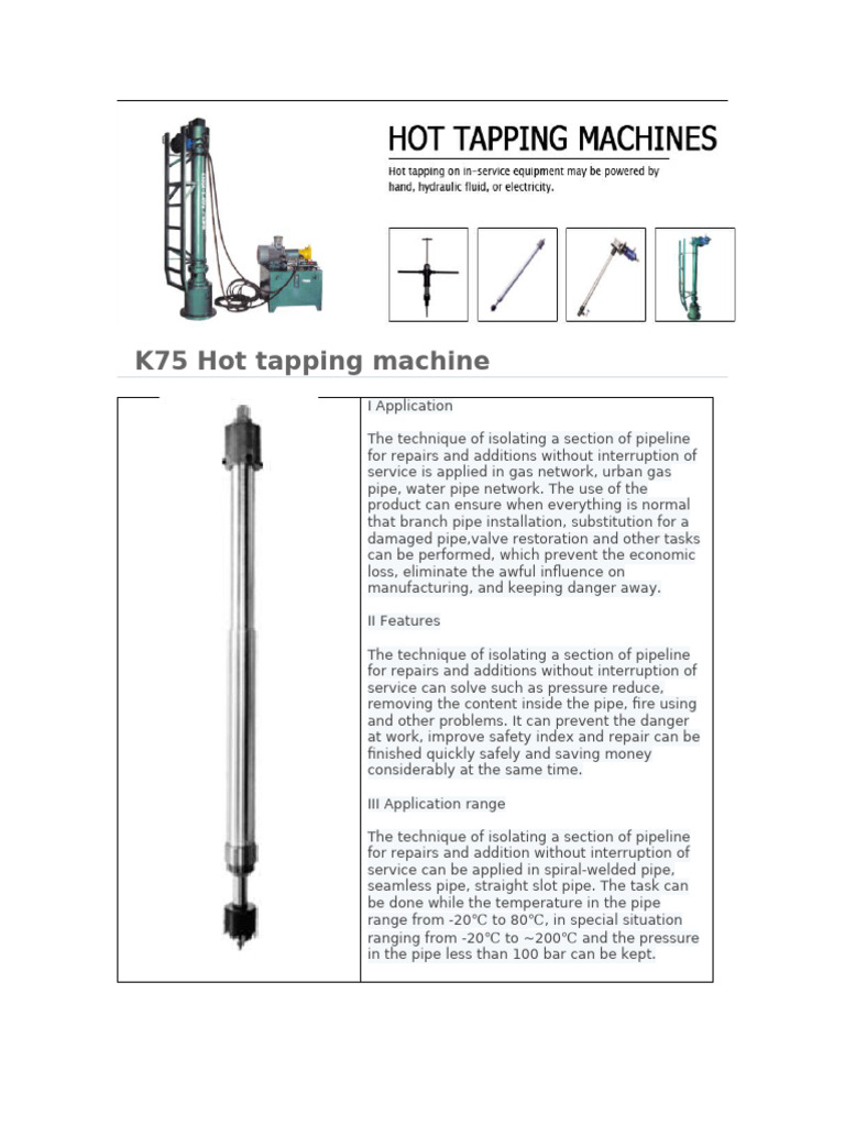 K75 Hot Tapping Machine Catalog | PDF