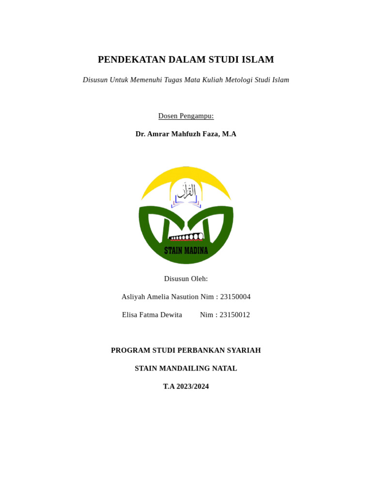 Pendekatan Studi Islam yang Relevan | PDF