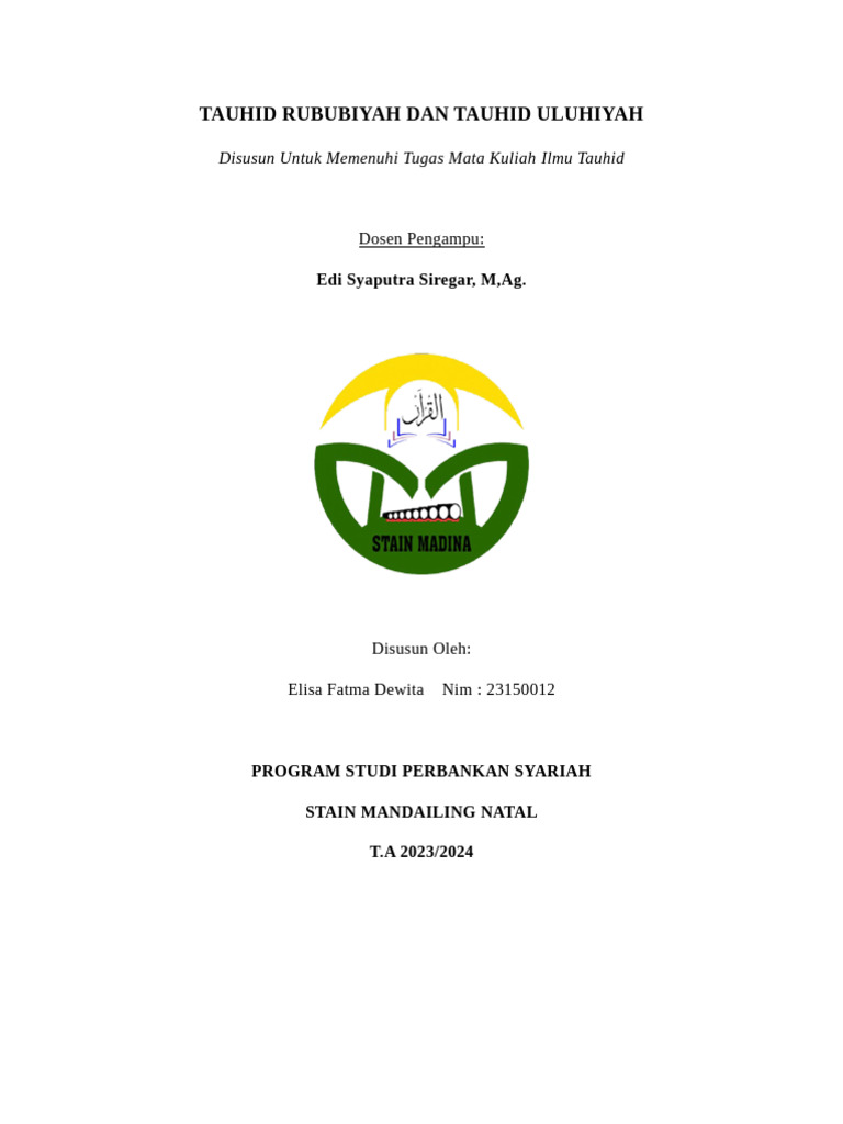 Memahami Tauhid Rububiyah dan Uluhiyah | PDF