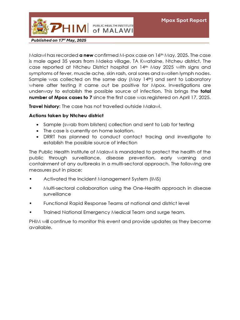 MPox SPOT Report - 17!05!2025 | PDF