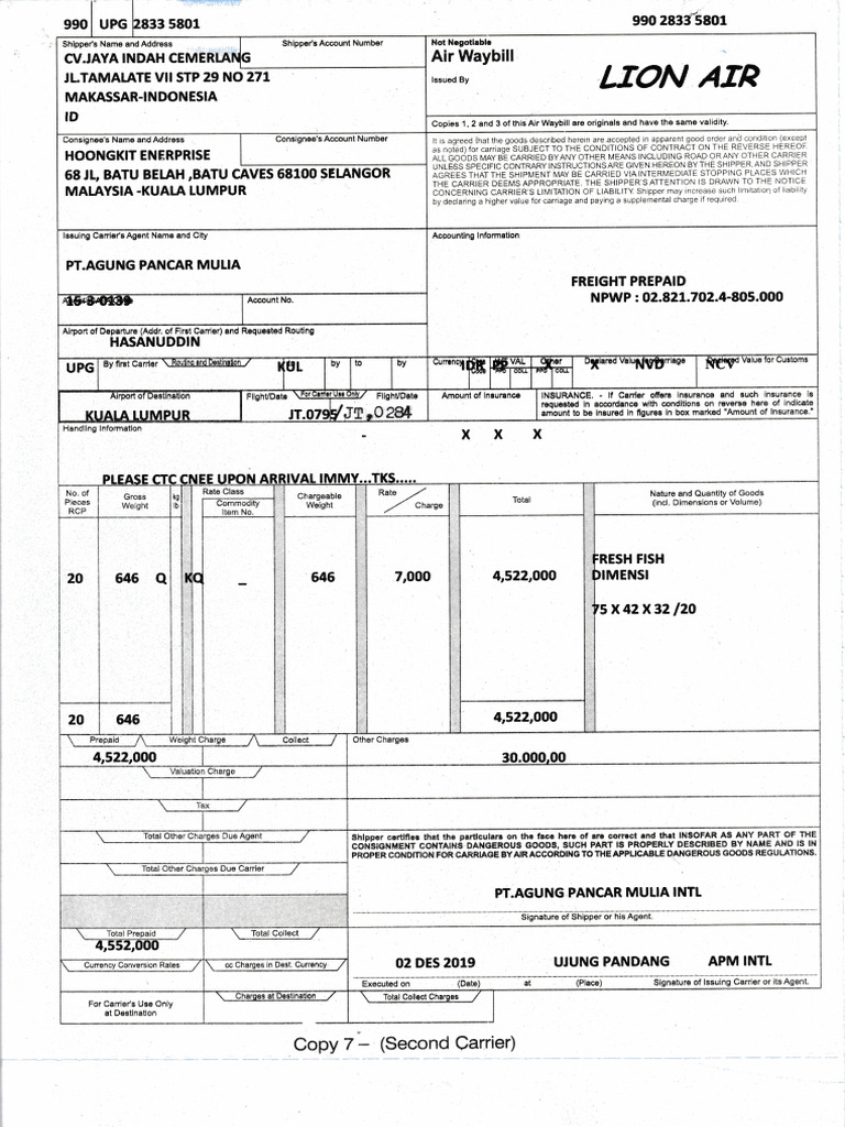 Surat Muatan Udara | PDF | Angkutan Barang | Manajemen Rantai Pasokan