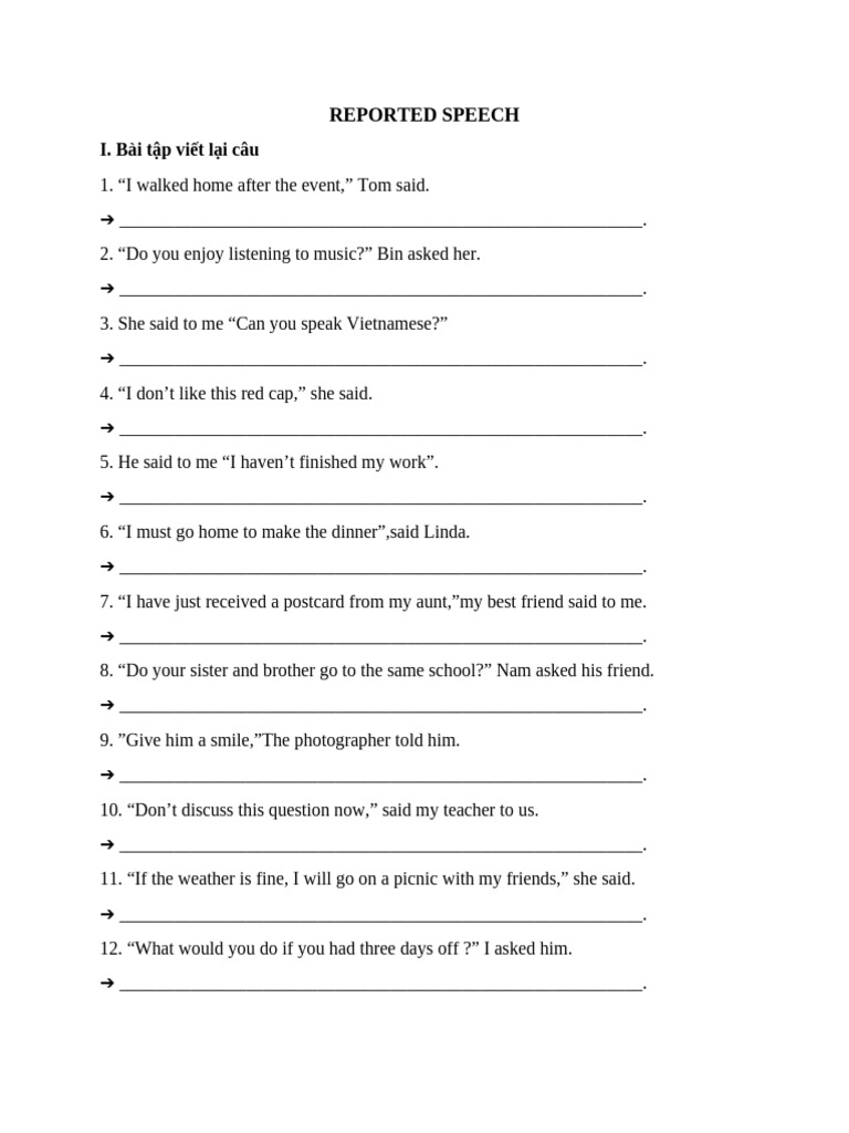 Exercise Reported Speech | PDF