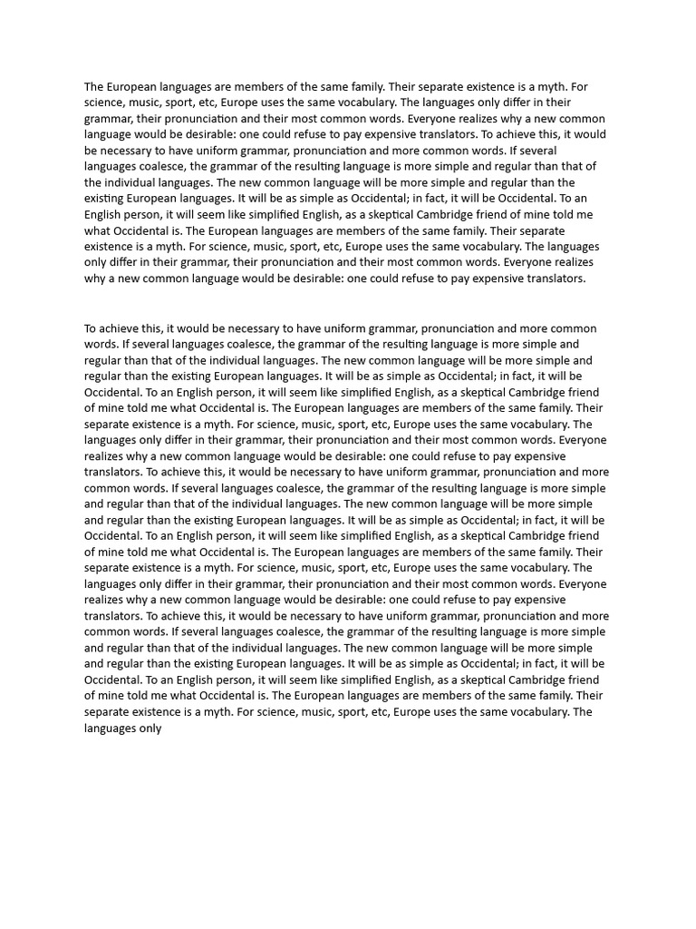 The Case for a Common European Language | PDF | English Language ...