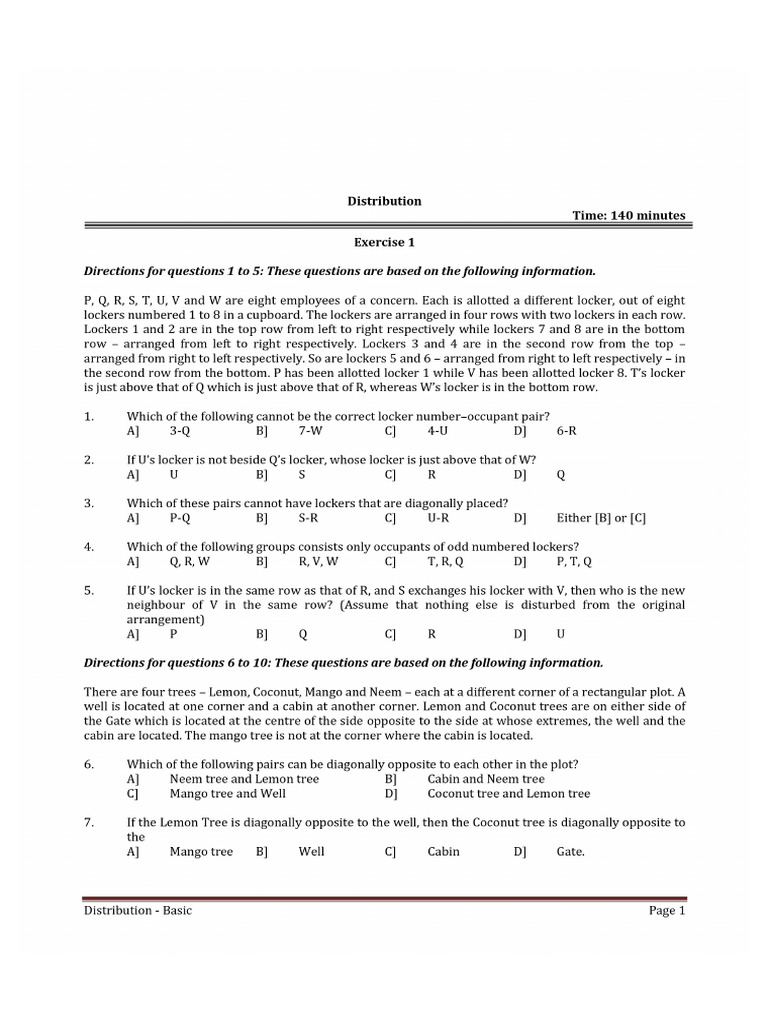 4 - Distribution Extra Practice Material (Basic) | PDF