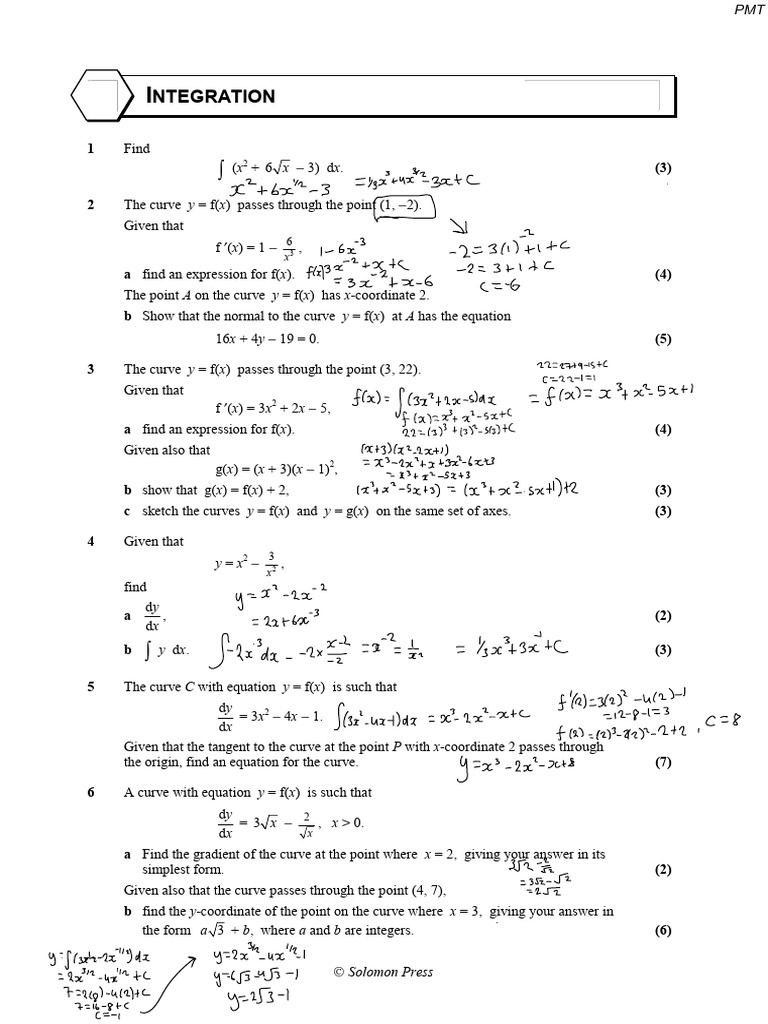 5a. Mixed Exam-Style Questions On Integration | PDF | Elementary ...