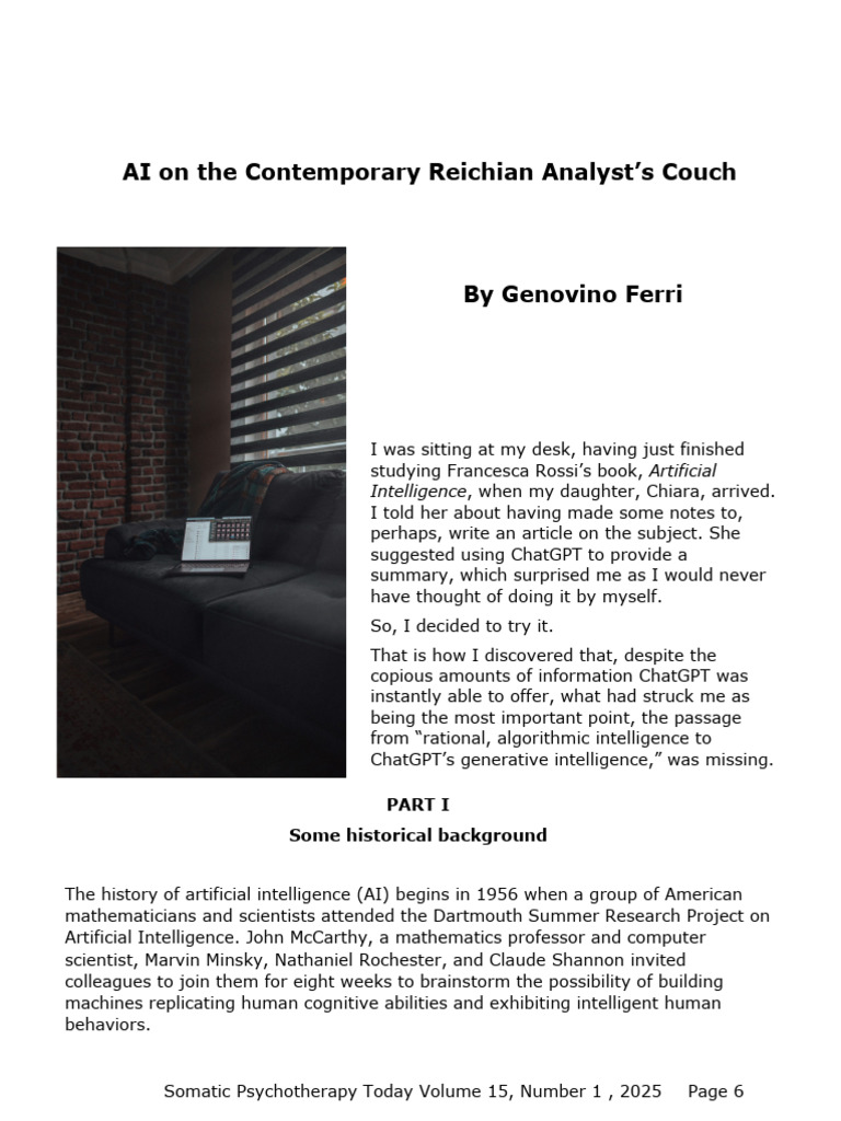 AI On The Contemporary Reichian Analyst's Couch by Genovino Ferri 05.16 ...