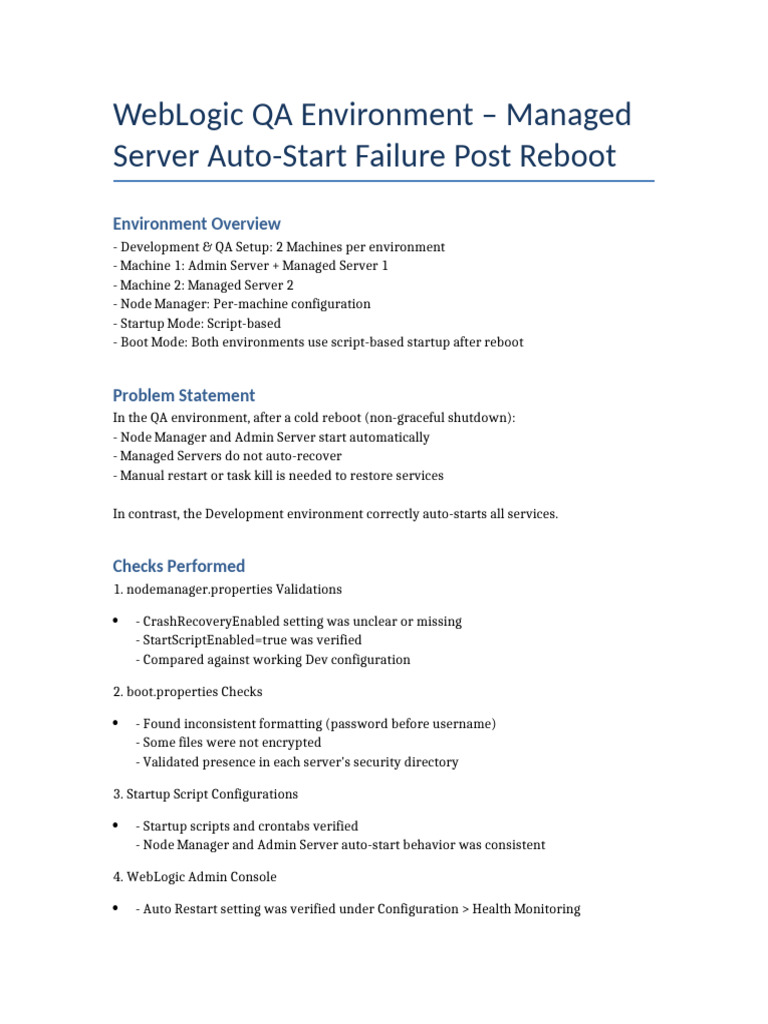 WebLogic QA Crash Recovery Use Case | PDF | Booting | Information Technology Management