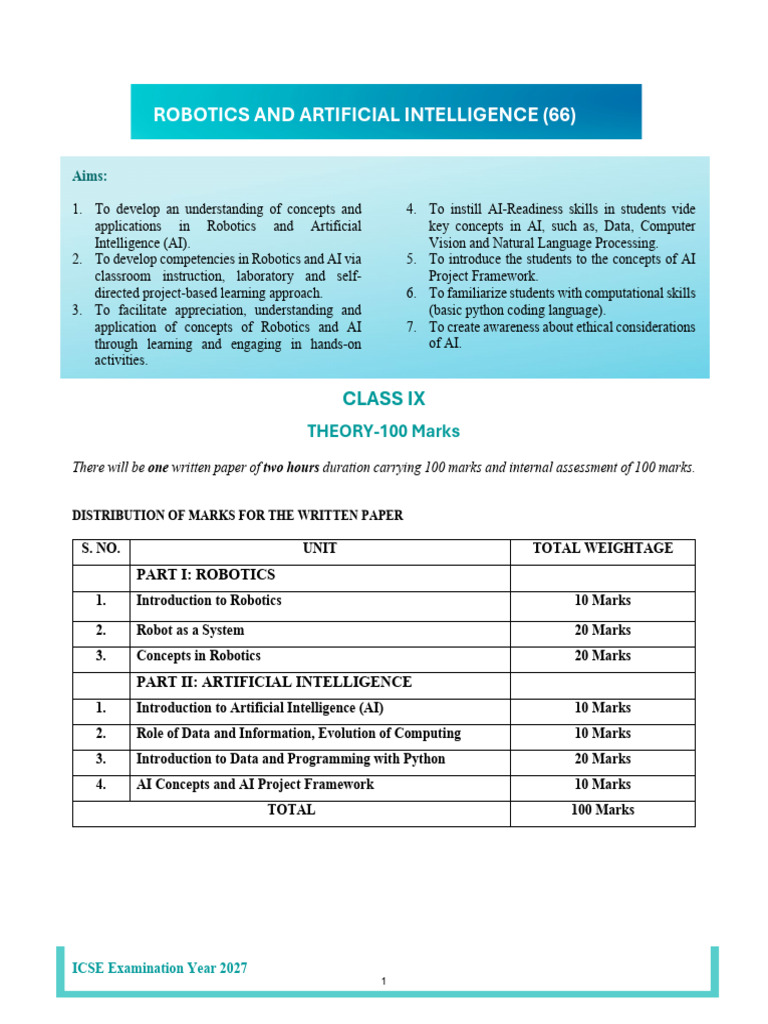 ICSE - Robotics Ai Class 9 | PDF | Artificial Intelligence ...