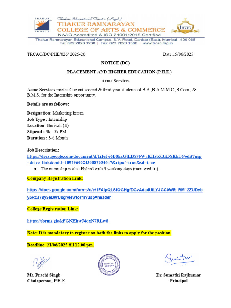 Trcacdcphe0262025-26 Acme Services | PDF