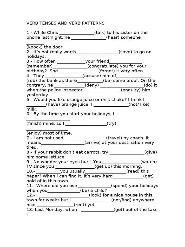 Verb Tenses and Verb Patterns | PDF | Chess | Chess Theory