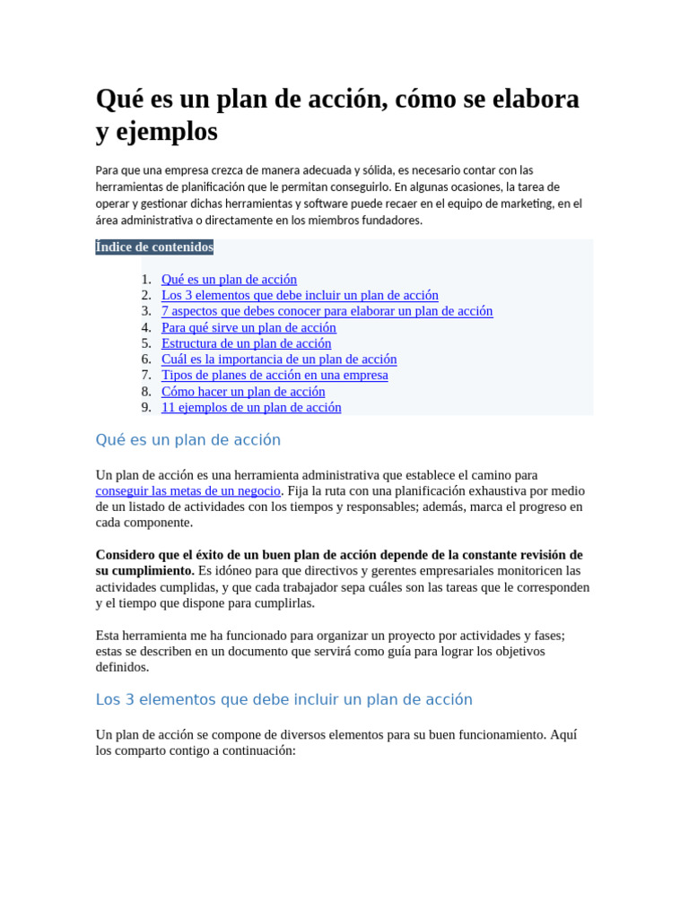 Qué es un plan de acción empresarial | PDF | Business | Marketing