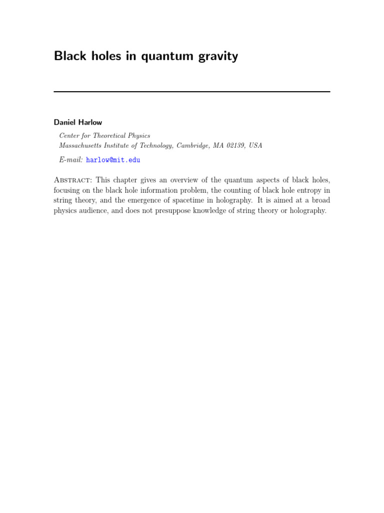 Black Holes in Quantum Gravity | PDF | Black Hole | Quantum Gravity