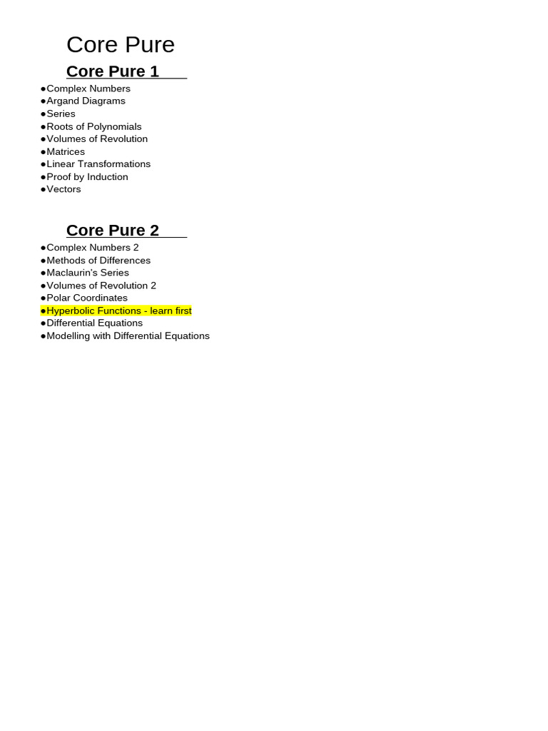 Core Pure Maths 1 Overview | PDF