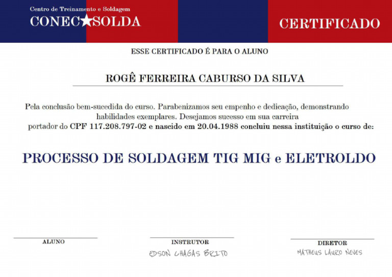 Certificado De Solda Tig Mig Eletroldo 1 Signed Signed Page