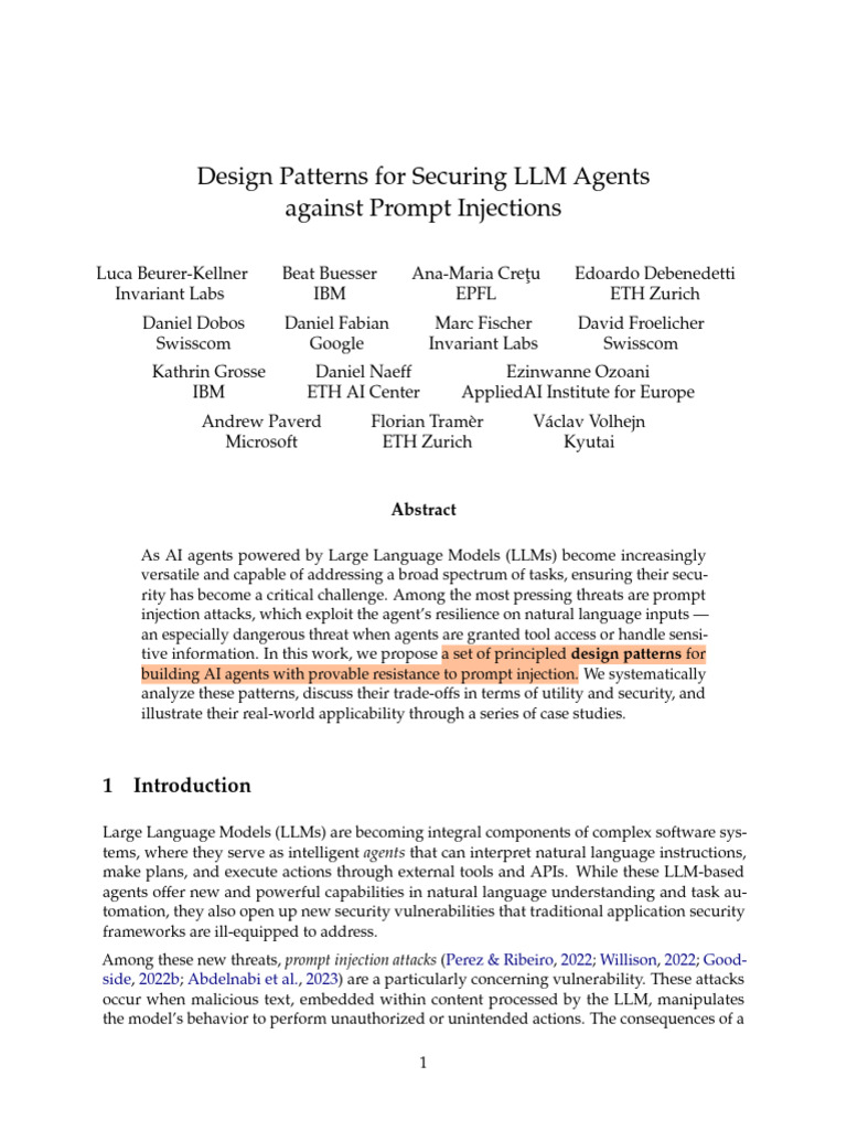 Securing LLM Agents from Prompt Injections | PDF | Databases | Computer ...