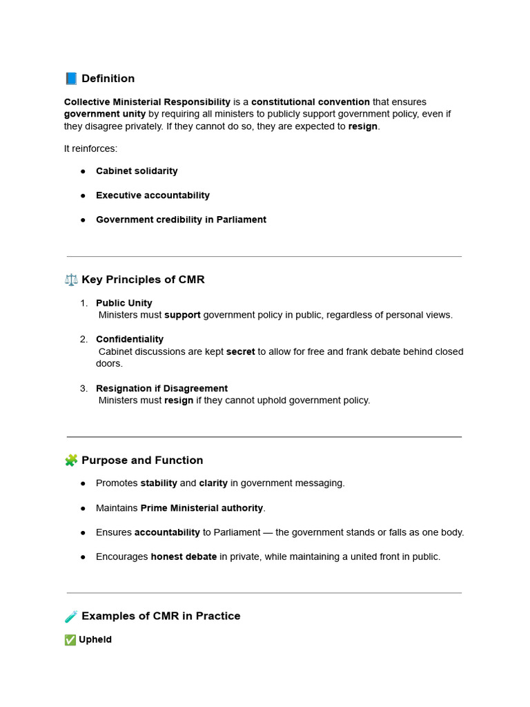 Edexcel A Level Politics Paper 2 (UK Gov) - Collective Ministerial ...