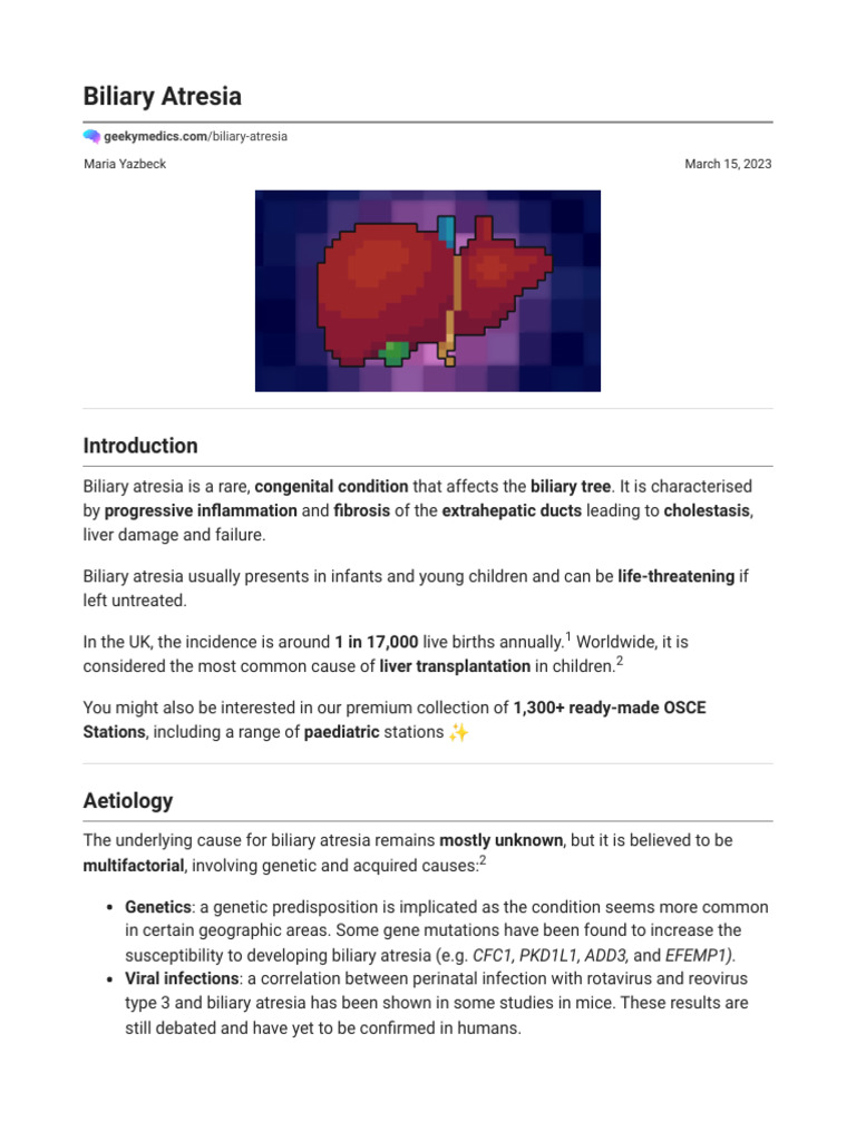 Biliary Atresia: Diagnosis and Management | PDF | Liver | Cirrhosis