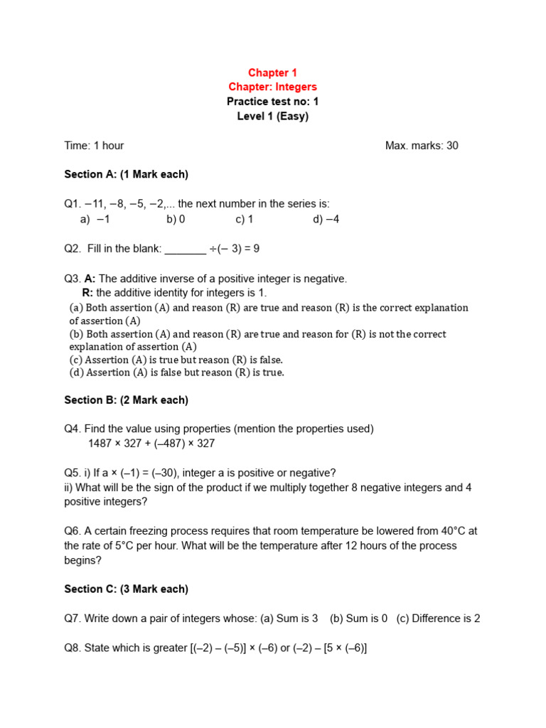 Vii Integers Booklet | PDF
