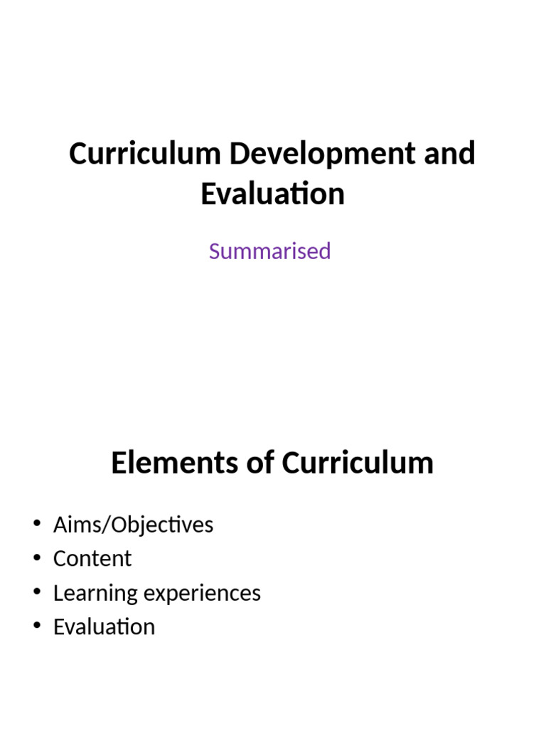 Curriculum Development and Evaluation | PDF | Curriculum | Evaluation