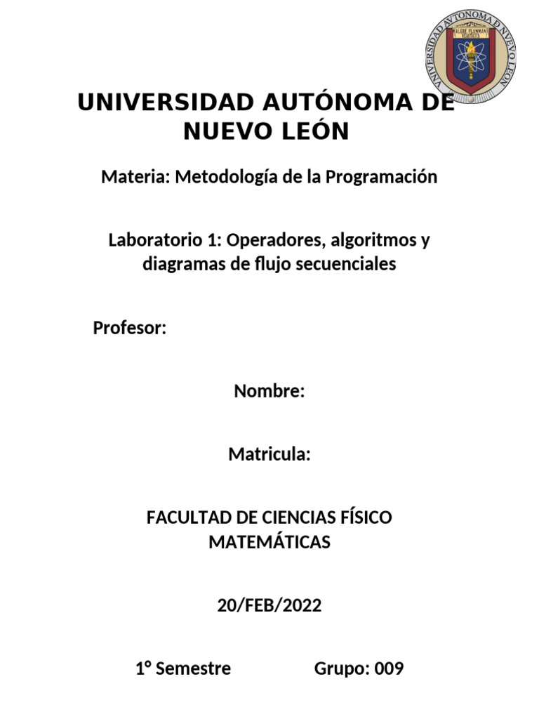 Portada Laboratorio UANL 1° Semestre | PDF