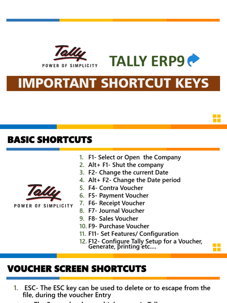 Tally Important Shortcut Keys | PDF | Voucher | Bookkeeping
