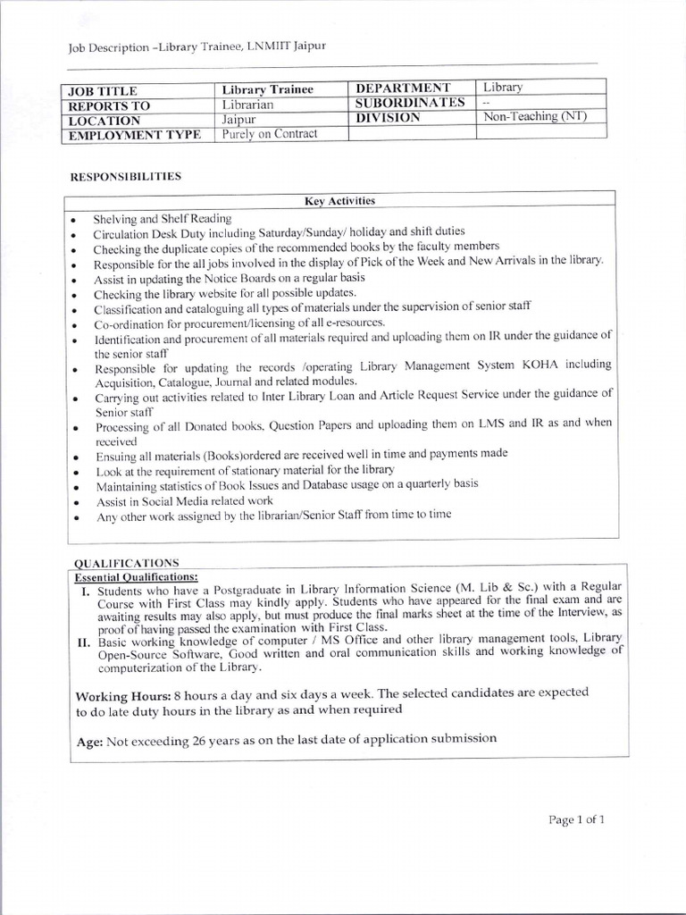 JD Library Trainee 20250610 | PDF