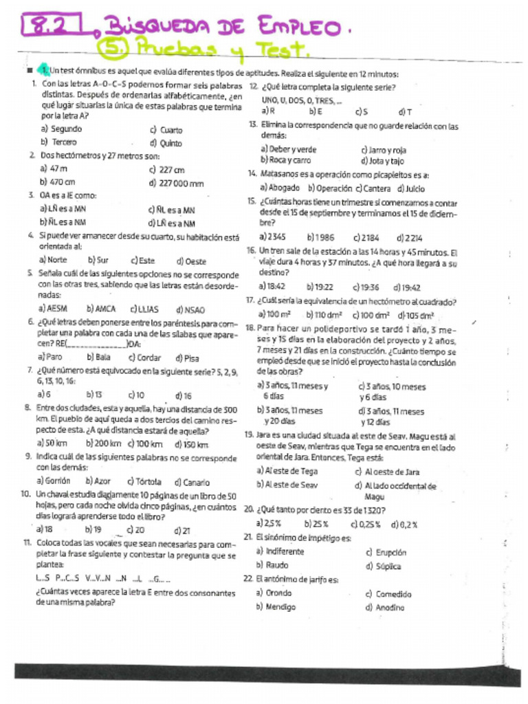 Busqueda Empleo (Pruebas y Test) | PDF