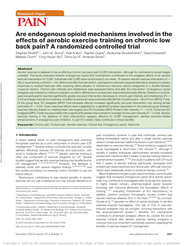 Are Endogenous Opioid Mechanisms Involved in The Effects of Aerobic ...