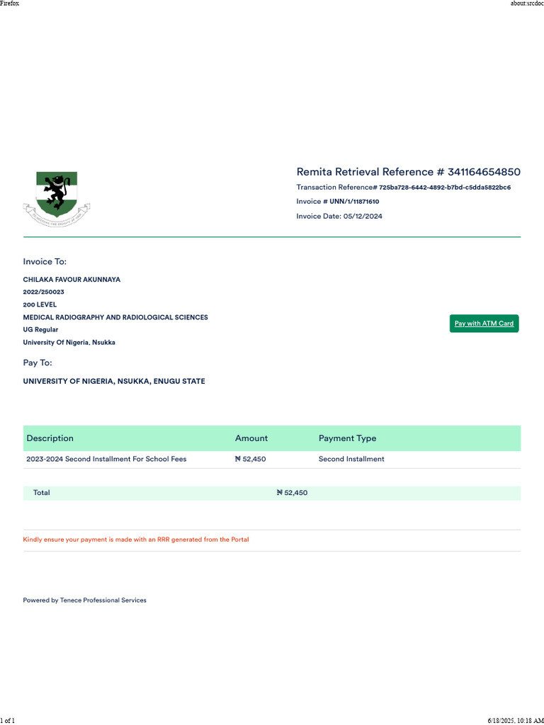Sample of Fees For Unn | PDF
