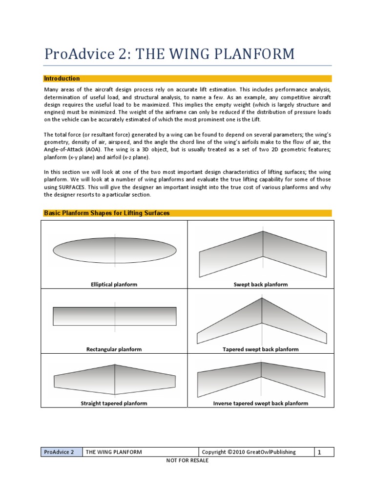 Proadvice 2 - The Wing Planform | PDF | Lift (Force) | Wing