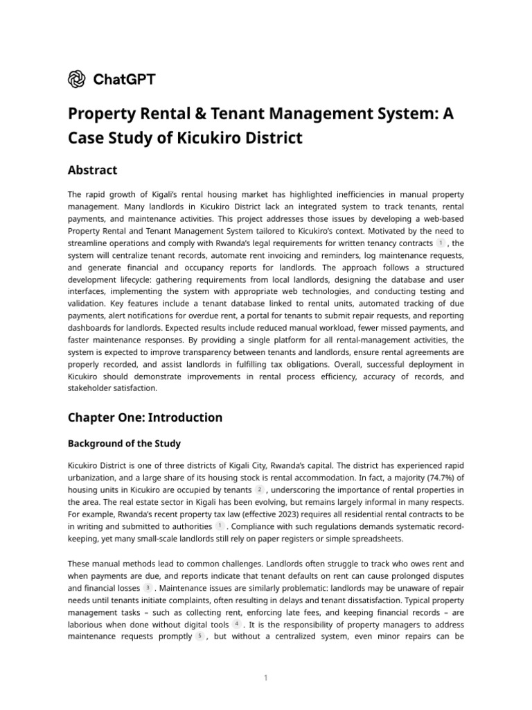 Property Rental & Tenant Management System - A Case Study of Kicukiro District | PDF | Landlord ...
