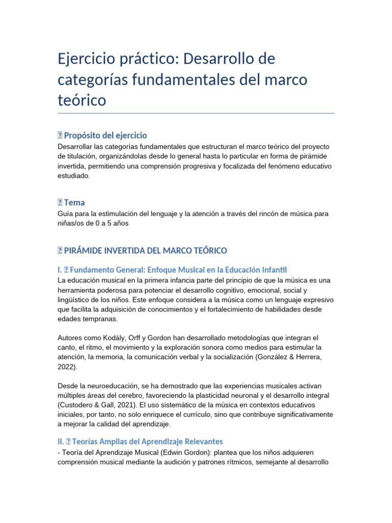 Categorias Marco Teorico Estimulación Lenguaje Música | PDF ...
