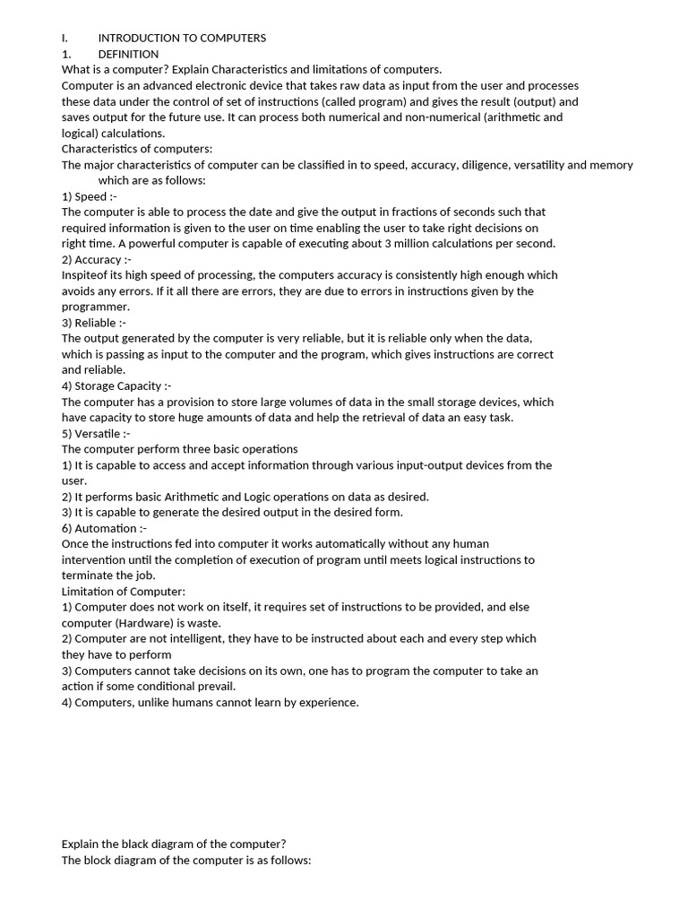 Fundamentals of Computers Unit 1 | PDF | Computer Data Storage ...