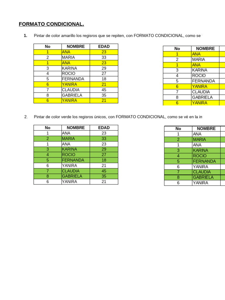 Práctica 4 - Formatos Condicionales MC | PDF | Alimentos | Productos lácteos