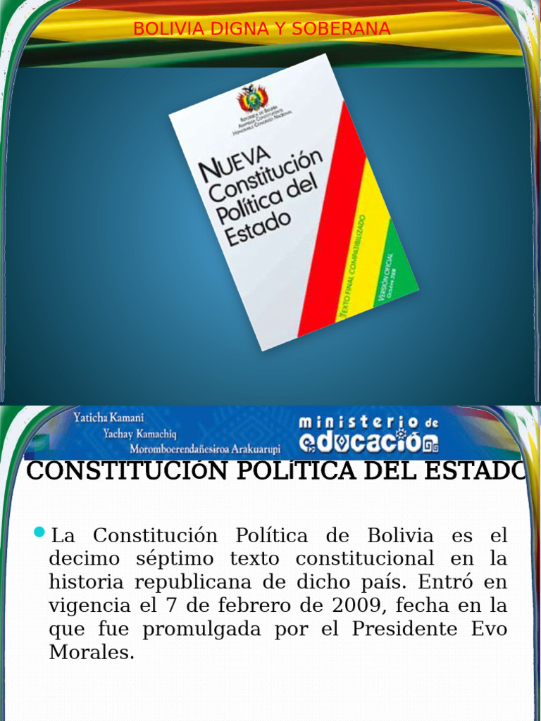 Constitucion Politica Del Estado de Bolivia | PDF | Estado (política ...