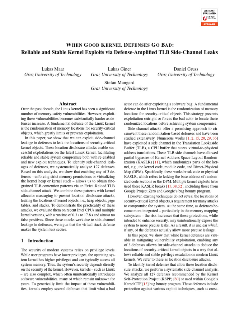 TLB Sidechannel | PDF | Computer Architecture | Computer Data Storage
