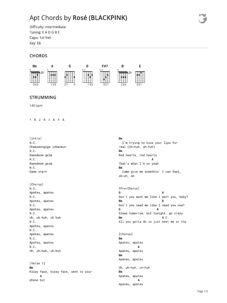 APT Guitar Chords | PDF