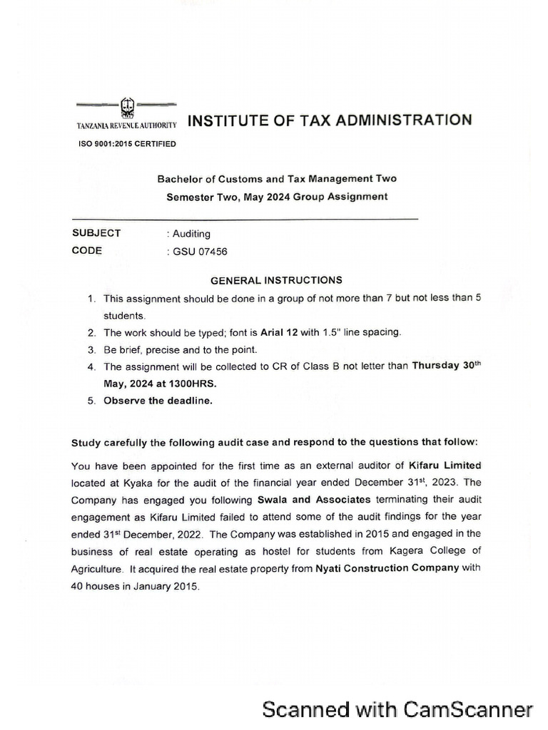 Audit Assignment 1 | PDF