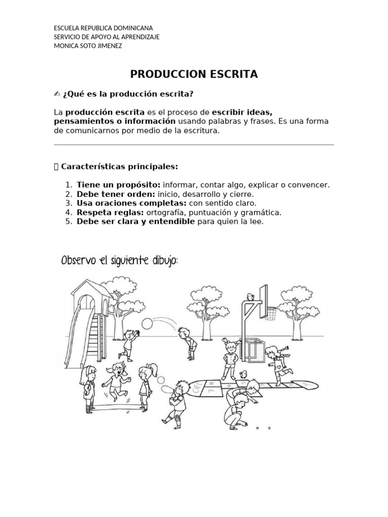 Definición y características de producción escrita | PDF