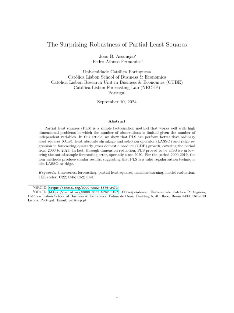 The Surprising Robustness of Partial Least Squares | PDF | Ordinary Least Squares | Regression ...