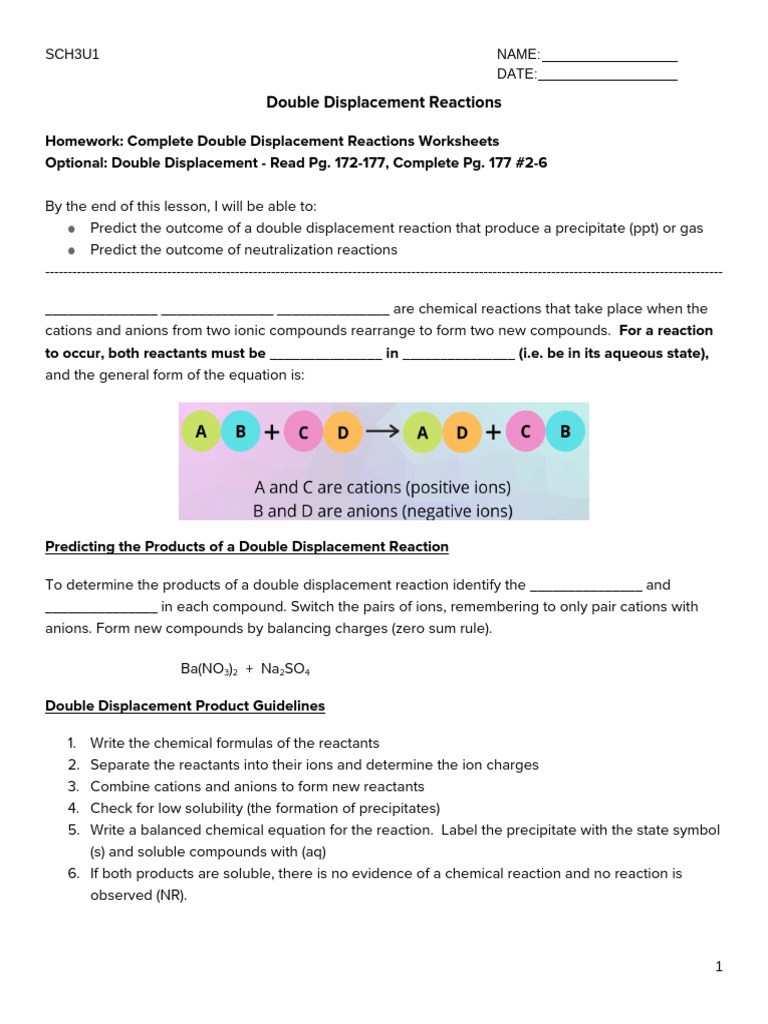 2.8.1 Double Displacement Reactions | PDF | Chemical Reactions | Ion