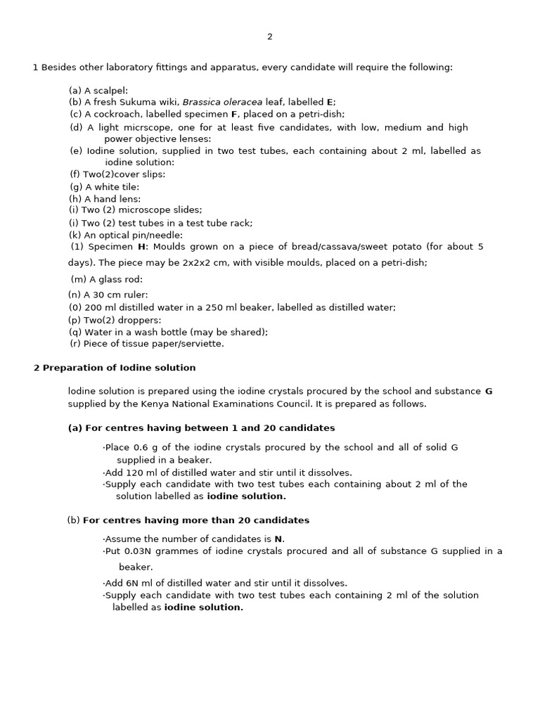 KCSE 2024 Biology Practical Guide | PDF