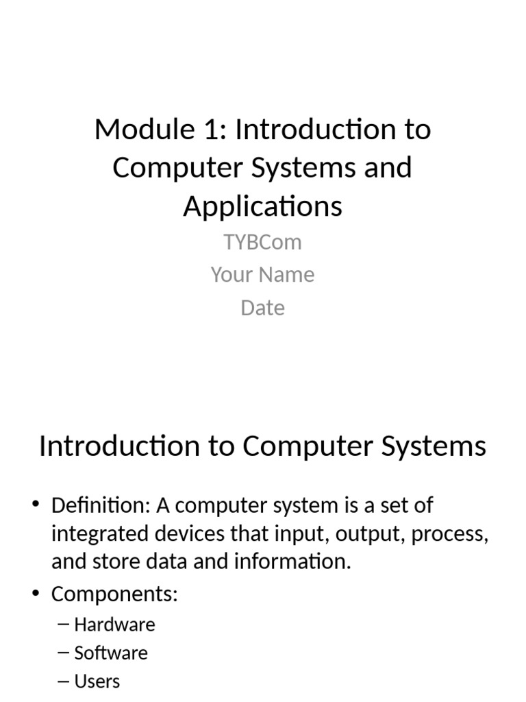 TYBCom Module1 Presentation | PDF | Application Software | Operating System