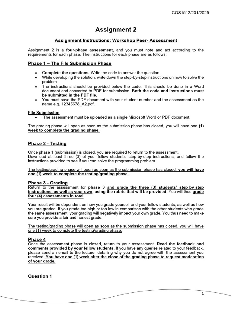 COS1512 Assignment 2: File Processing Task | PDF