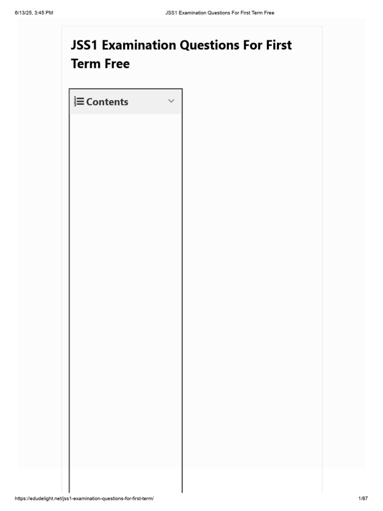JSS1 First Term Exam Questions PDF | PDF | Crops | Agriculture