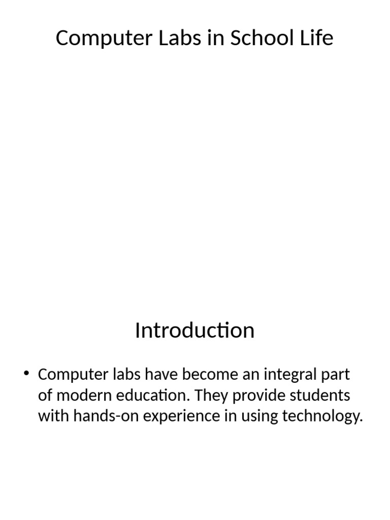 Computer Labs in School Life | PDF