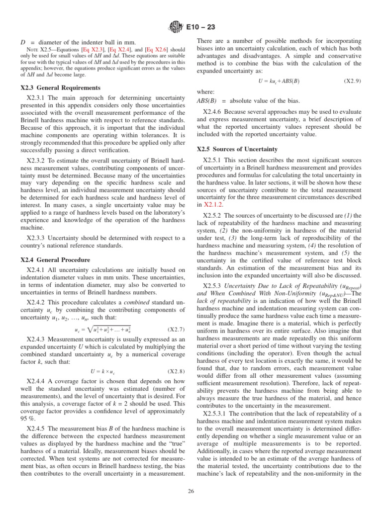 ASTM E10 23 - Part26 | PDF | Hardness | Uncertainty