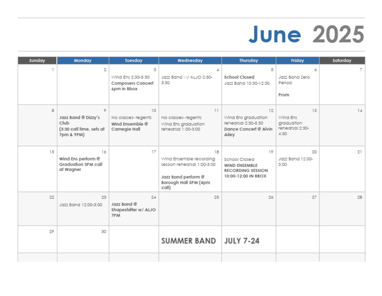 June 2025 Rehearsal Calendar Updated 5-15-25 | PDF